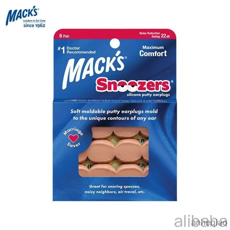Беруши для плавания Mack's Snoozers, силиконовые, 6 пар, для сна, работы и путешествий
