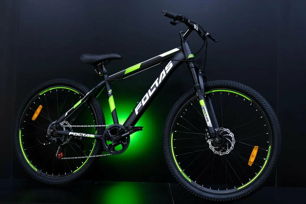 Велосипед горный FOLTAS, 27,5 дюймов, 17 рама, чёрный/зелёный, рост 155–175см