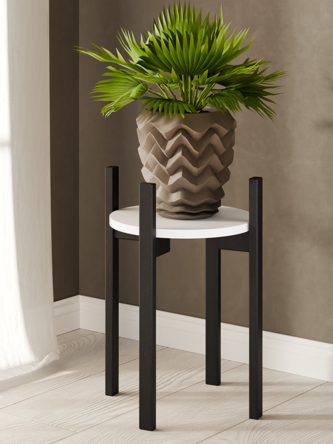 Подставка для цветов "Венеция" напольная деревянная 45х24 черная