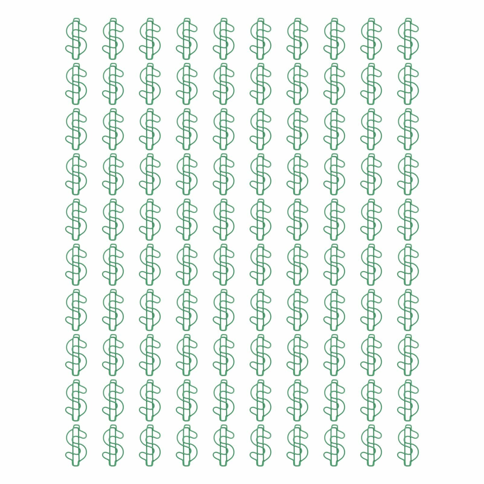 100 скрепок-долларов (металлические, антискользящие, для офиса)