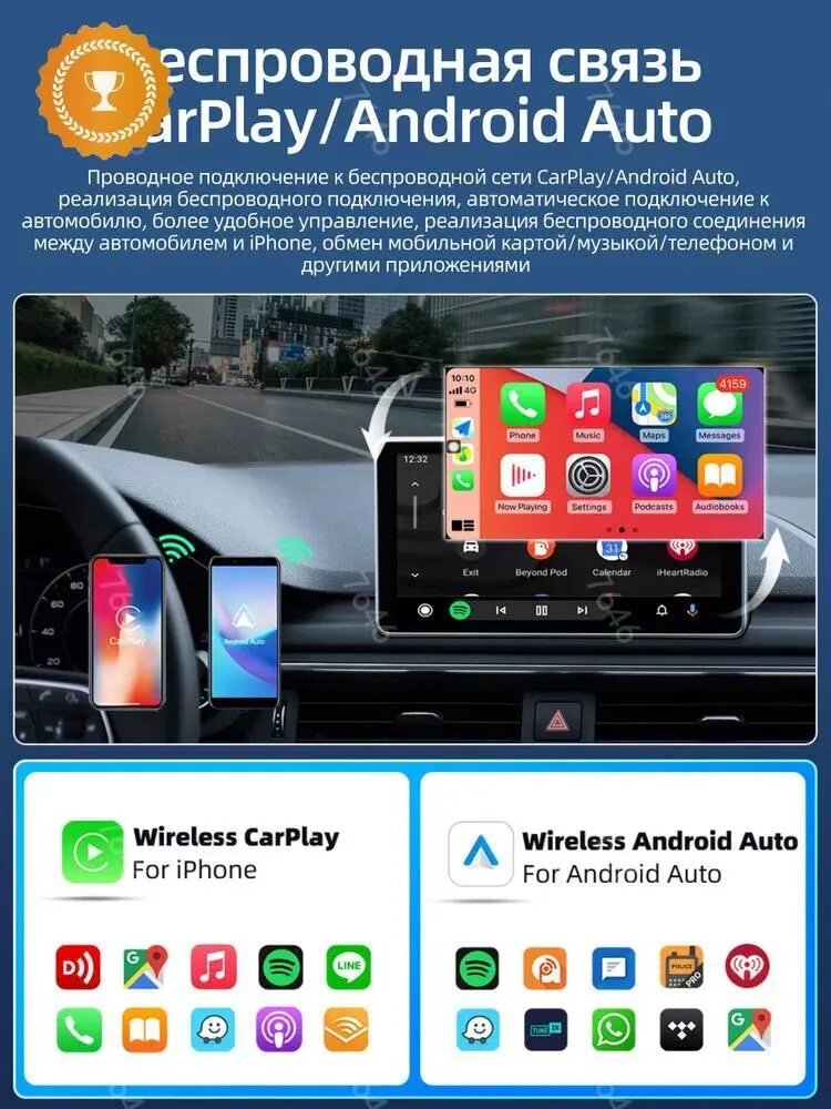 Беспроводной адаптер CarPlay/Android Auto CarAiBOX CP204 для штатных магнитол, подключение Type-C, черный — фото 1