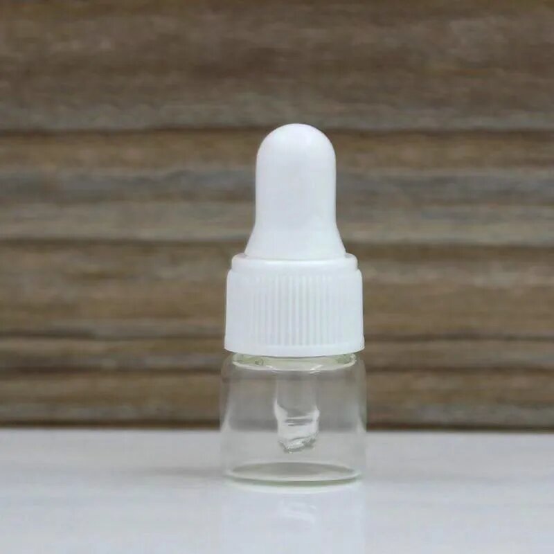 Флакон 1 мл стеклянный с крышкой с пипеткой. Набор 50 штук.