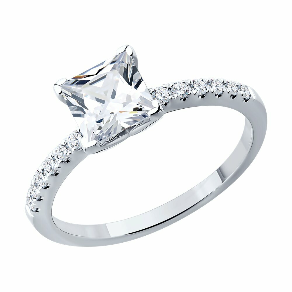 Кольцо, белое золото, 585 проба, бриллиант выращенный