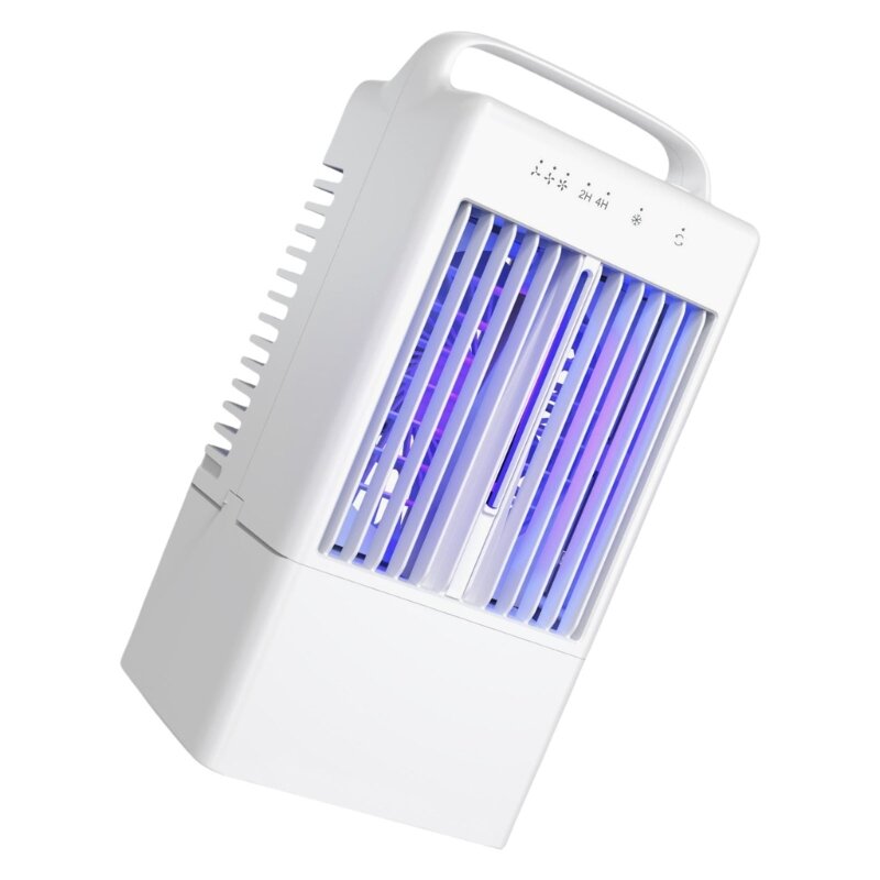 Портативный Вентилятор Кондиционера с 3-Скоростным Небольшим Настольным Вентилятором LED Light 4H Timer Для Домашнего Офиса, Рабочего Стола, Спальни на Открытом воздухе