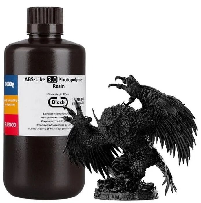Фотополимерная смола Elegoo ABS-Like Resin V3.0 Colored, дымный черный, Smoky black, 1 л