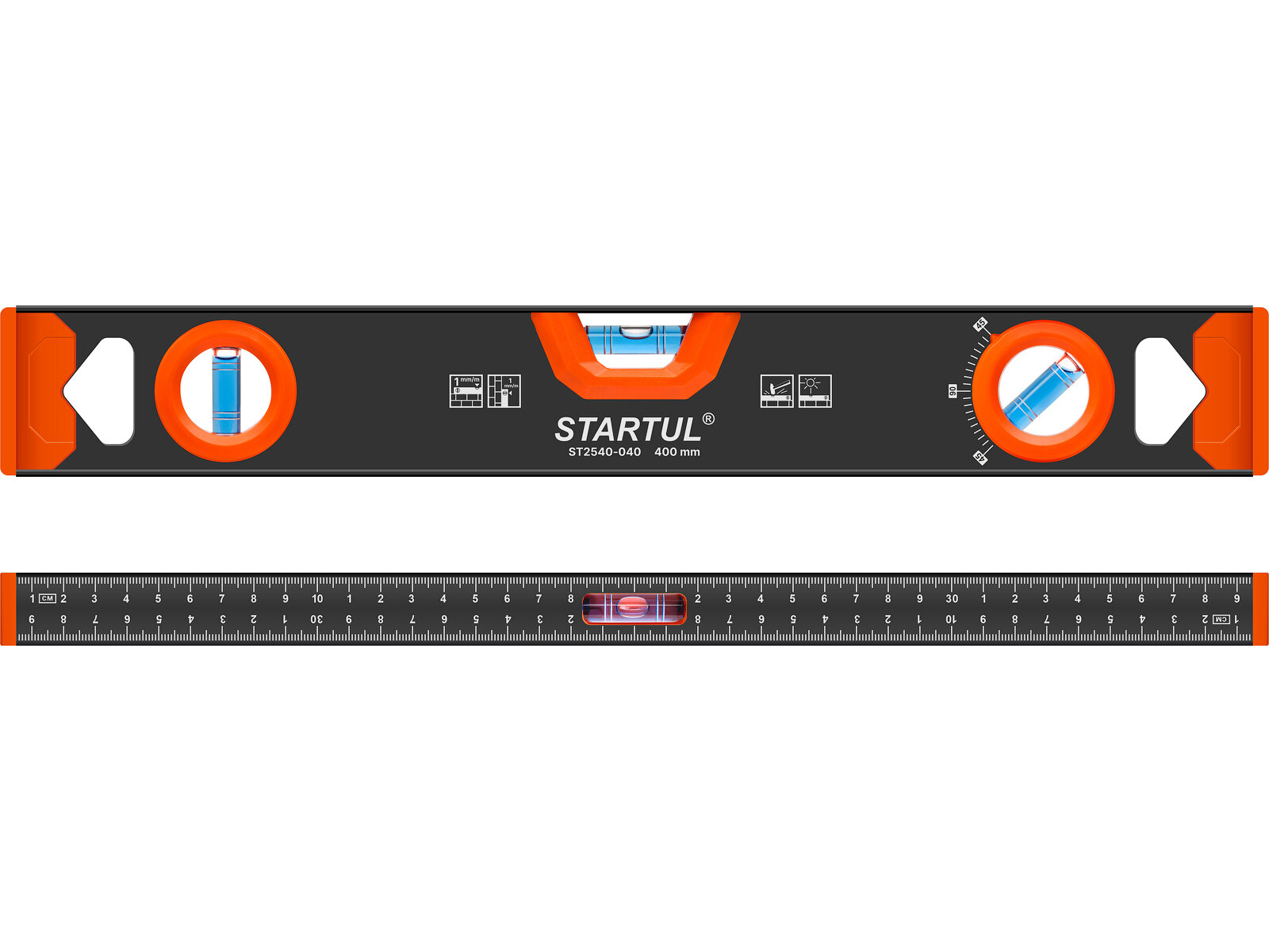 Уровень строительный пузырьковый 400мм рельс STARTUL MASTER (ST2540-040)