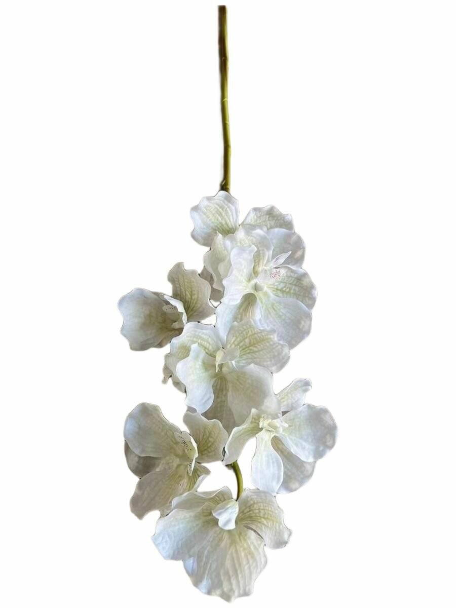 Искусственные цветы премиум для кашпо декора и интерьера Орхидея силикон 3D белая 80см