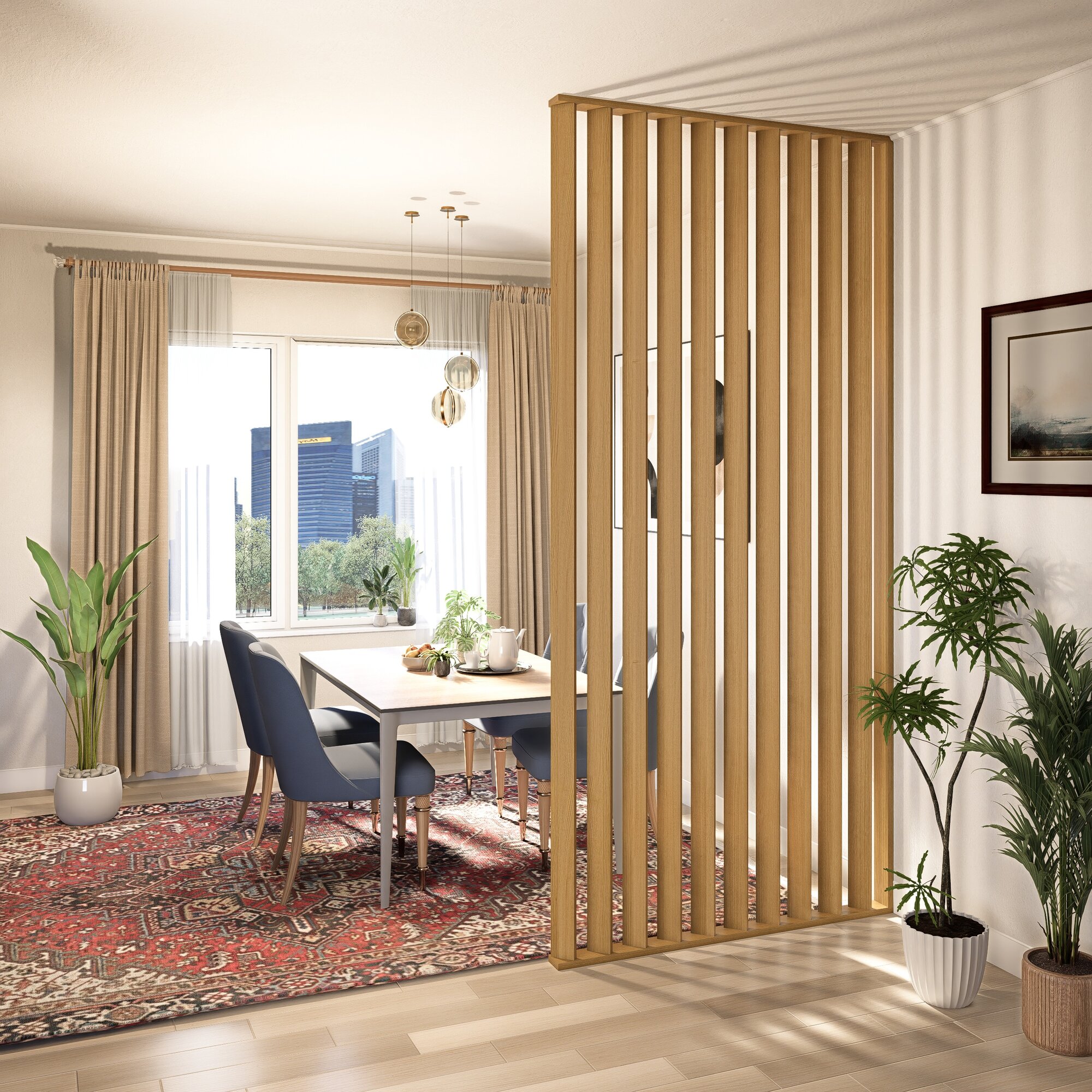 Реечная перегородка для зонирования пространства 1302 мм, Дуб Сонома