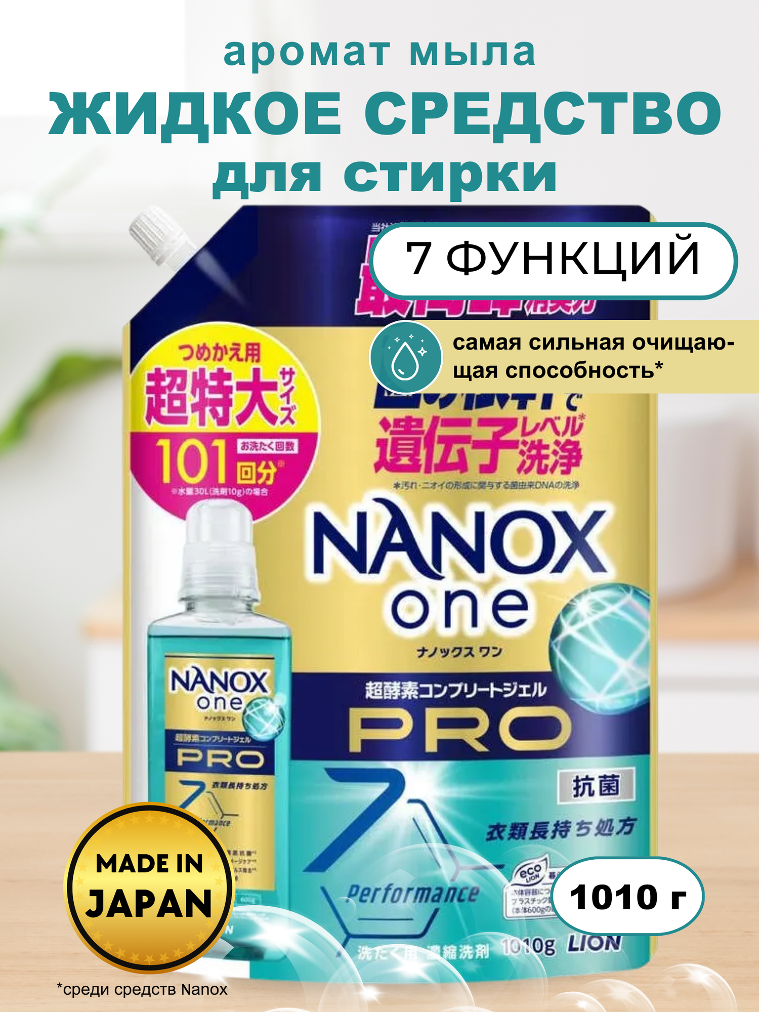 Гель для стирки жидкое средство NANOX one PRO 1010 г
