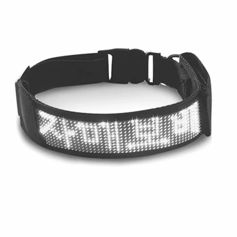 Перезаряжаемый Bluetooth LED ошейник для собак белого цвета, регулируемый, 80-120 символов