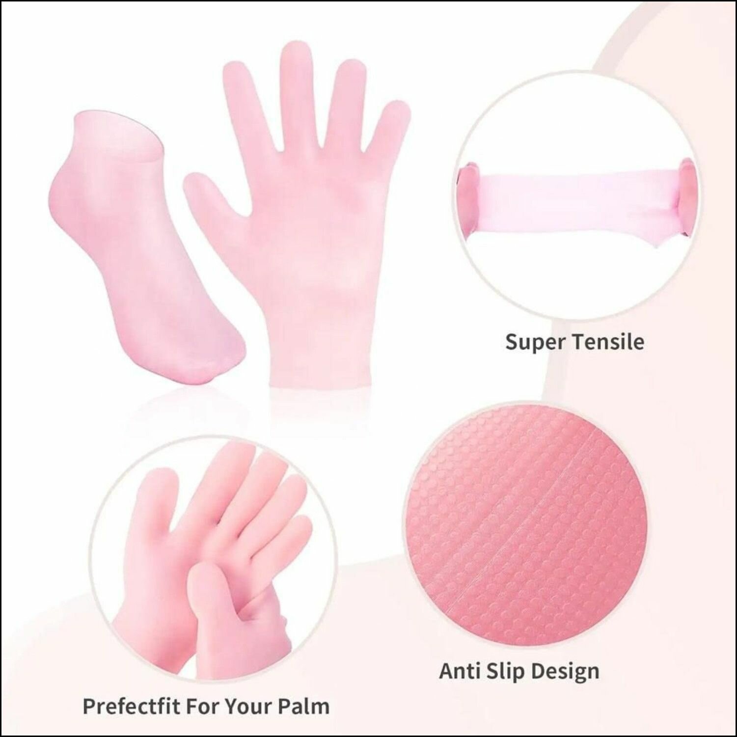 2шт Силиконовые увлажняющие перчатки для масок для рук/отбеливающие и отшелушивающие