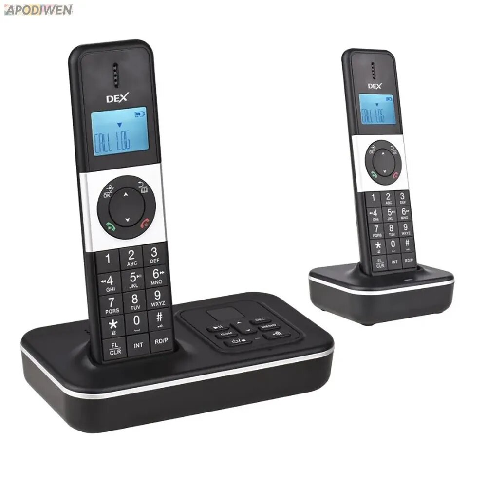 Беспроводной телефон DEX D1002TAM-D с двумя трубками черный