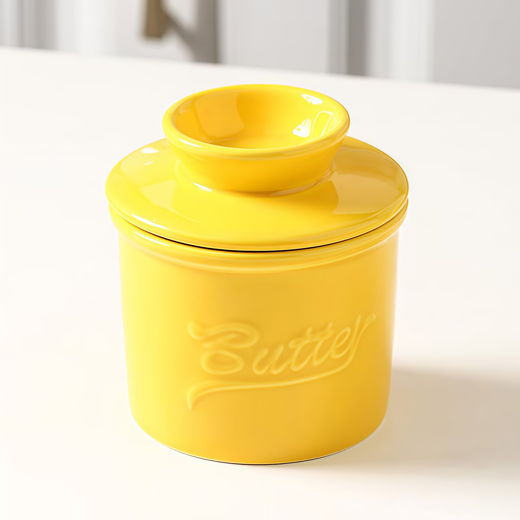 Масленка с водой для сливочного масла французская, Керамическая банка для масла с крышкой