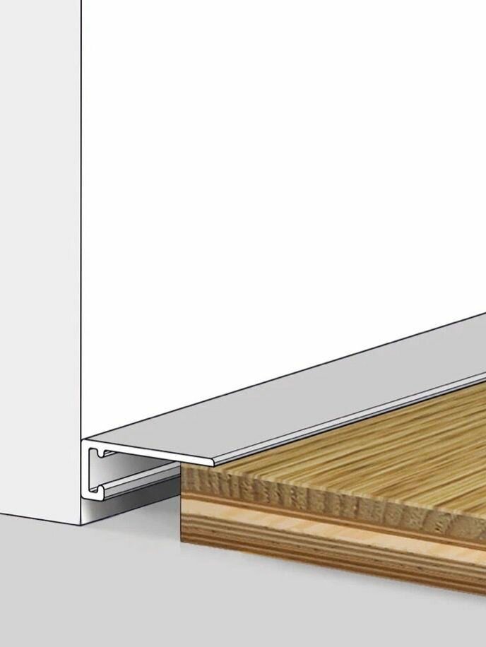 Микроплинтус щелевой Алюминиевый 16х6 мм, Серебро матовое Анодированный, 2700 мм -1 шт