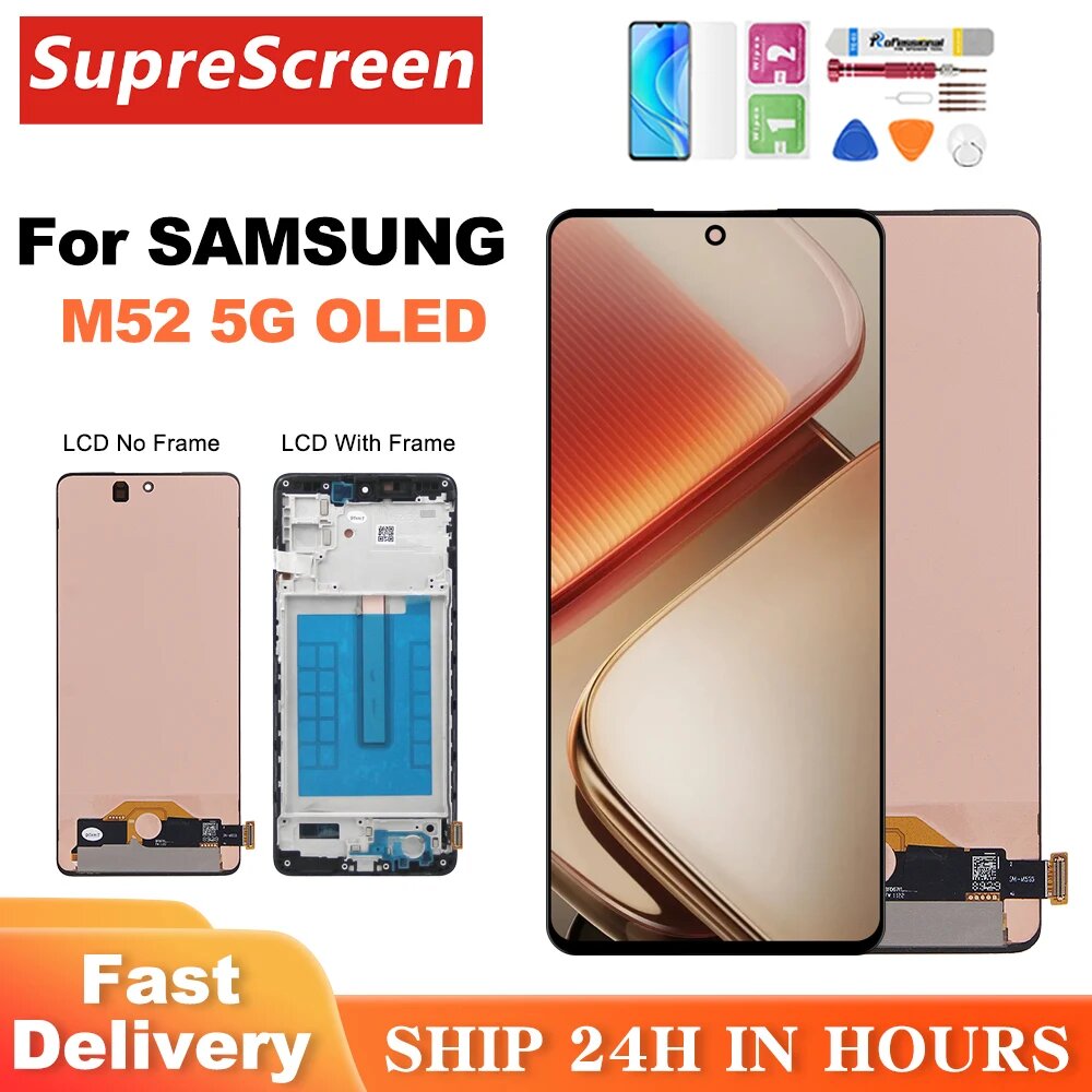 OLED для Samsung M52 5G M526 M526BR M526B ЖК-дисплей с цифровым преобразователем TFT With Frame