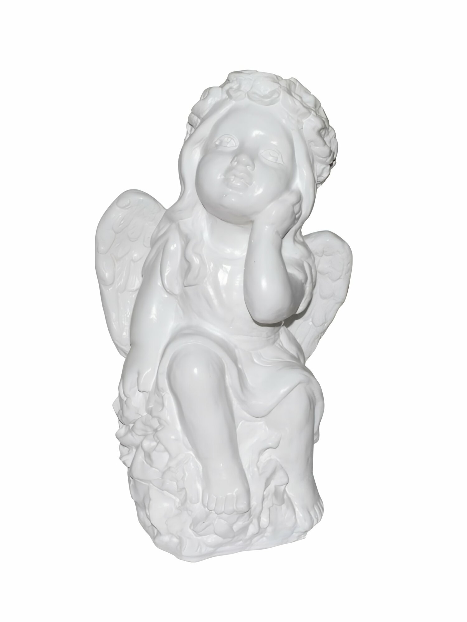 Фигурка садовая Ангел задумчивый, 24х35 см, гипс, 359