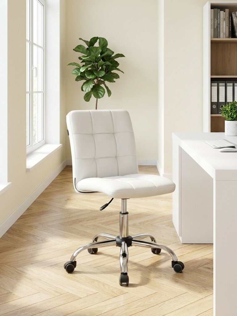 Компьютерное кресло TetChair, обивка экокожа, белое, регулировка высоты, максимальная нагрузка 100 кг