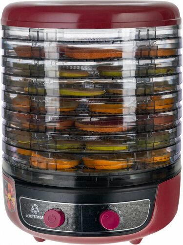 Сушилка для овощей 3в1 Мастерица EFD-2000 вишнево-черн 8 тонир. с функциями приготовления йогурта и десертов,+2 поддона для пастилы в
