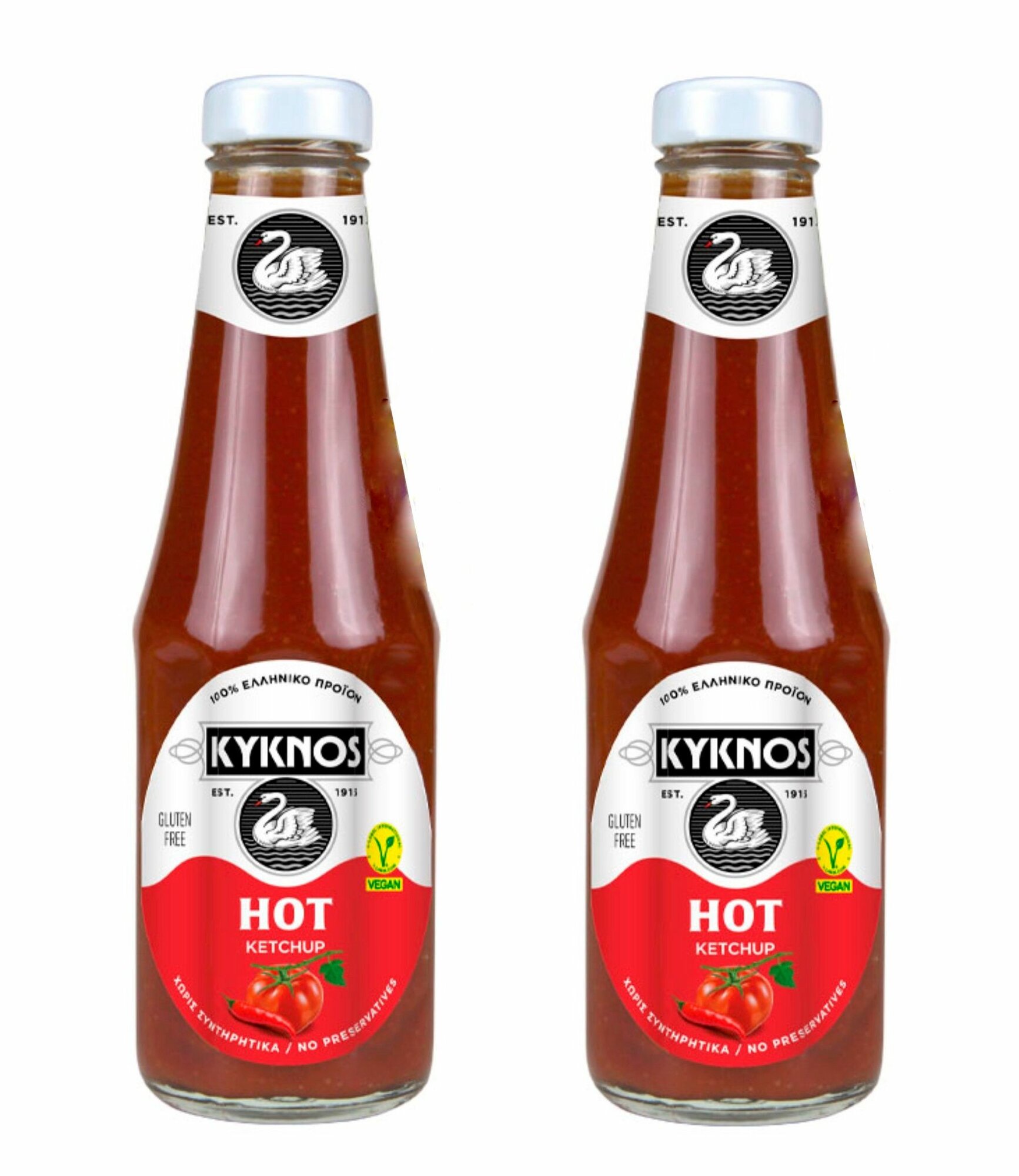Кетчуп томатный острый без глютена, KYKNOS, Греция, 330 г х 2шт
