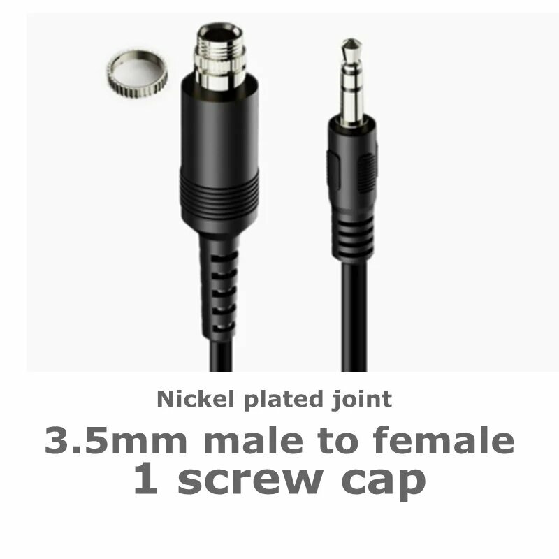 3.5 мм Male to Female кабель, 0.8 м, Черный