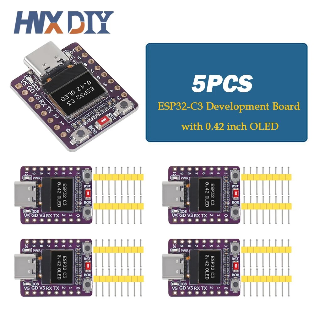 1-10 шт. ESP32-C3 OLED-плата с 0,42-дюймовым OLED-модулем, керамической антенной, супермини-плата ESP32, Wi-Fi, Bluetooth