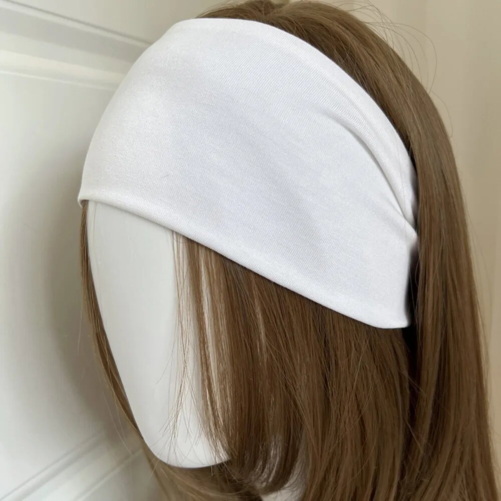 Широкая вязаная повязка на голову из полиэстера Белый, White