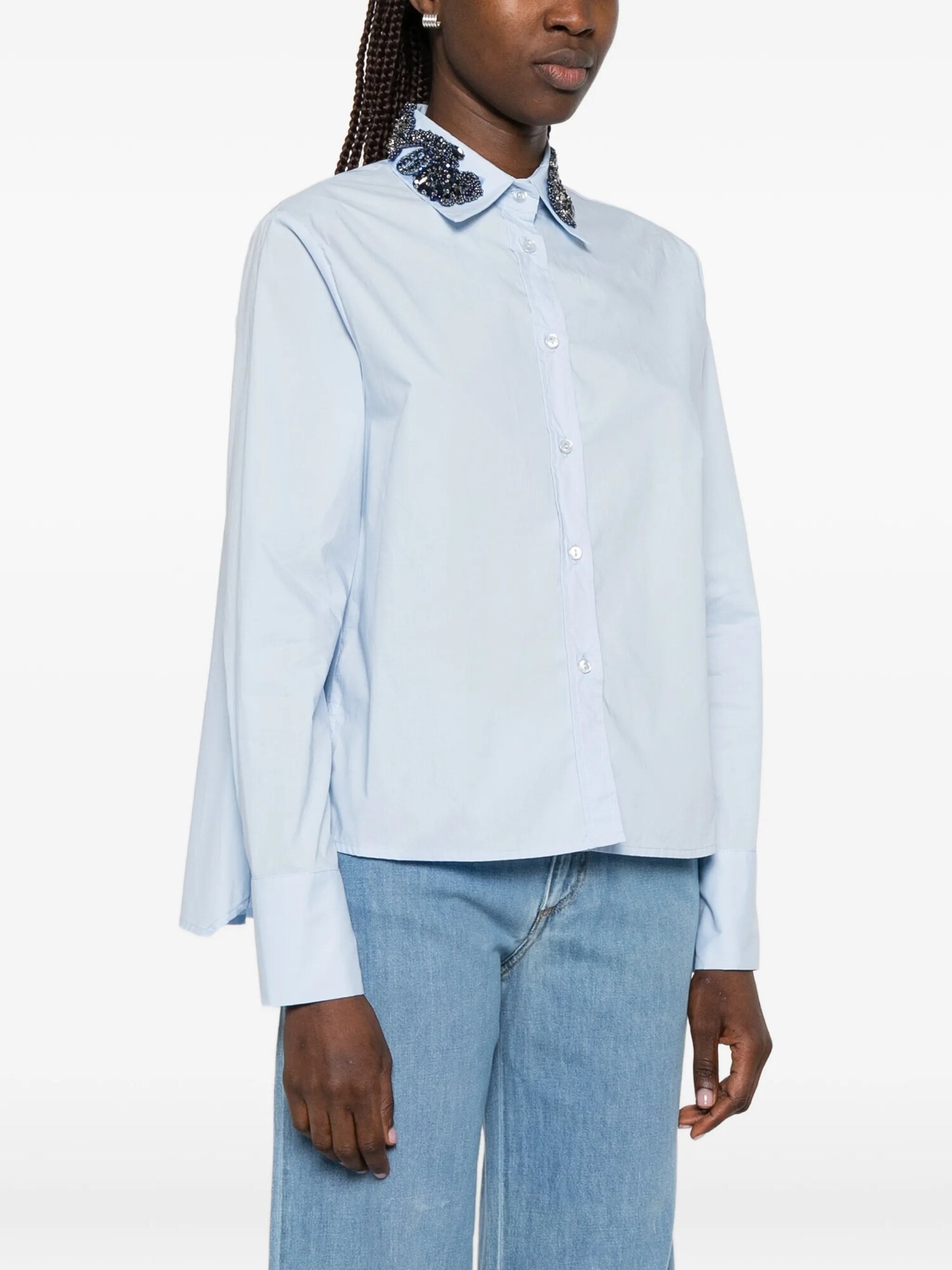 Рубашка Ermanno Firenze Beaded ruffled shirt, размер 38 — фото 1