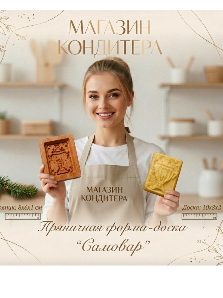 Пряничная форма-доска "Самовар" для формирования пряников и печенья — фото 1