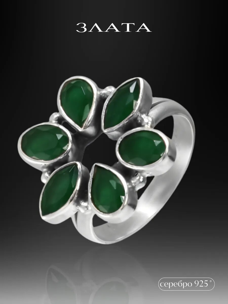 Кольцо широкое, 925 проба, хризопраз