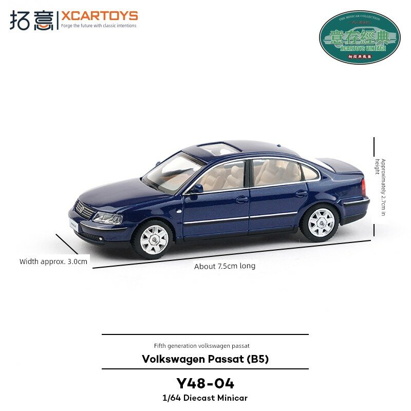 1/64 Масштаб Volkswagen Passat 5-го поколения, металлическая модель в синем цвете, игрушка для мальчиков