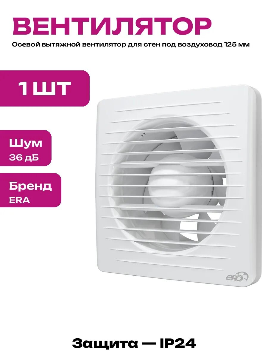 Вентилятор настенный для ванной брызгозащищенный IP24 125мм