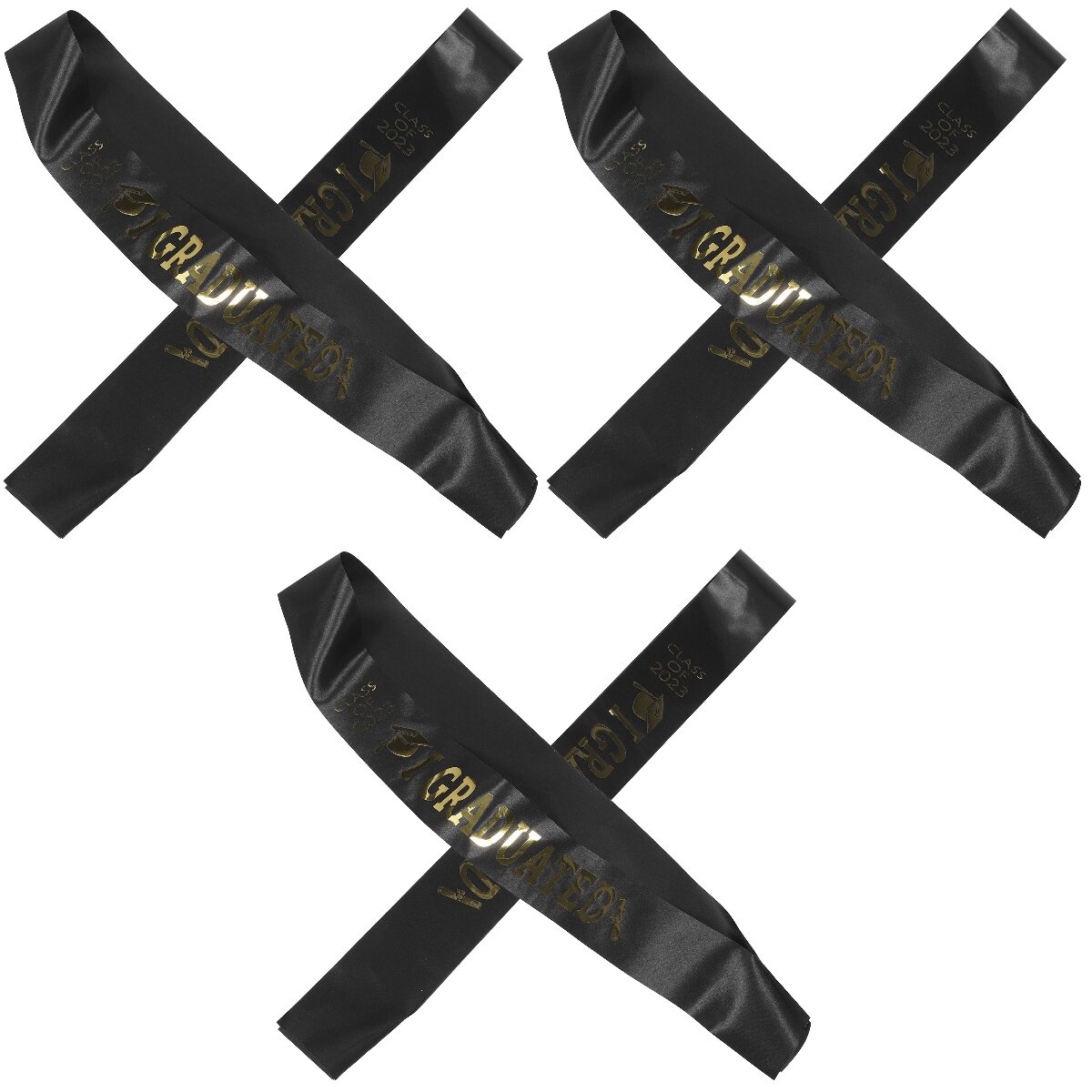 Набор из 6 черных лент для выпускного вечера, тканевые украшения для праздника