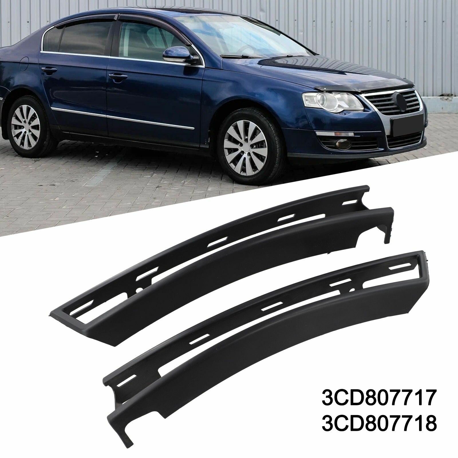 Рамка указателя поворота переднего бампера для Volkswagen Passat B6 (2001-2007) 3CD807717/3CD807718, черная ABS