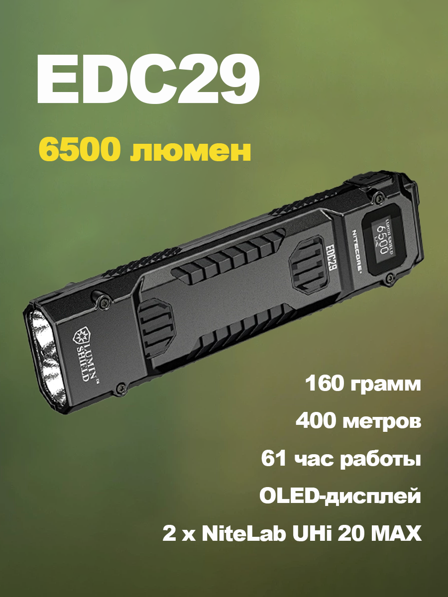 NITECORE EDC29, высокопроизводительный тактический EDC-фонарь, 6500 люмен
