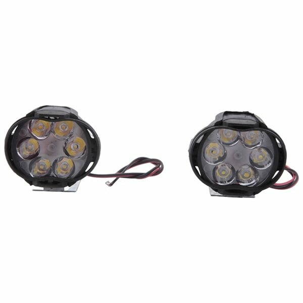Противотуманные фары 6 LED 10W 1000 лм для мотоциклов, скутеров, ATV/UTV — внешнее крепление, IP65, комплект 2 шт, 6500K