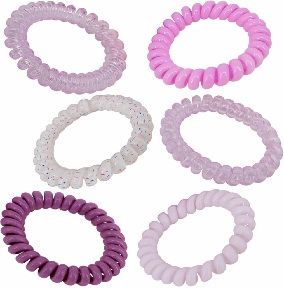 Набор разноцветных резинок для волос, спиральные резинки-пружинки женские для хвостов, акксесуары для причесок, комплект 6 штук