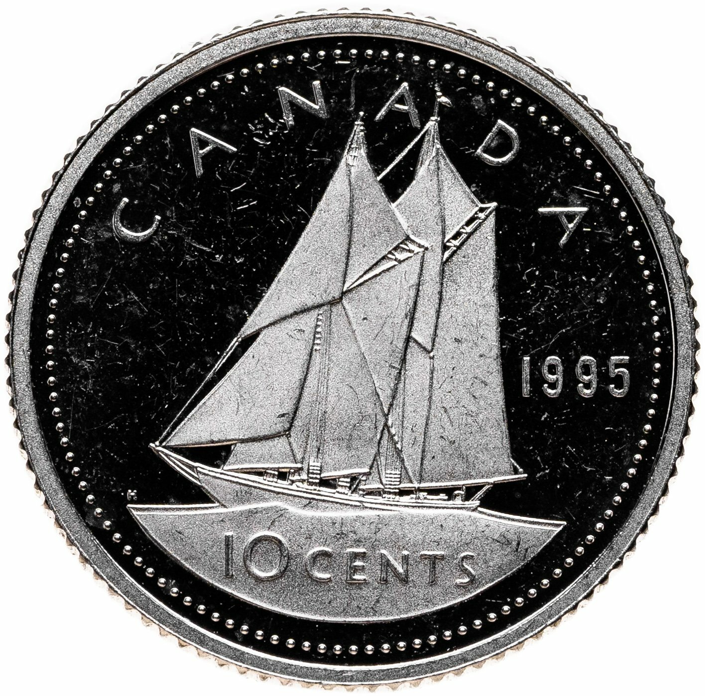 Канада 10 центов cents 1995, Никель, в сохранности Proof