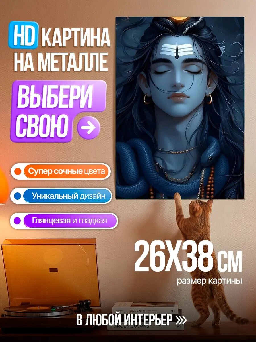 Картина на HD металле Бог Шива медитация