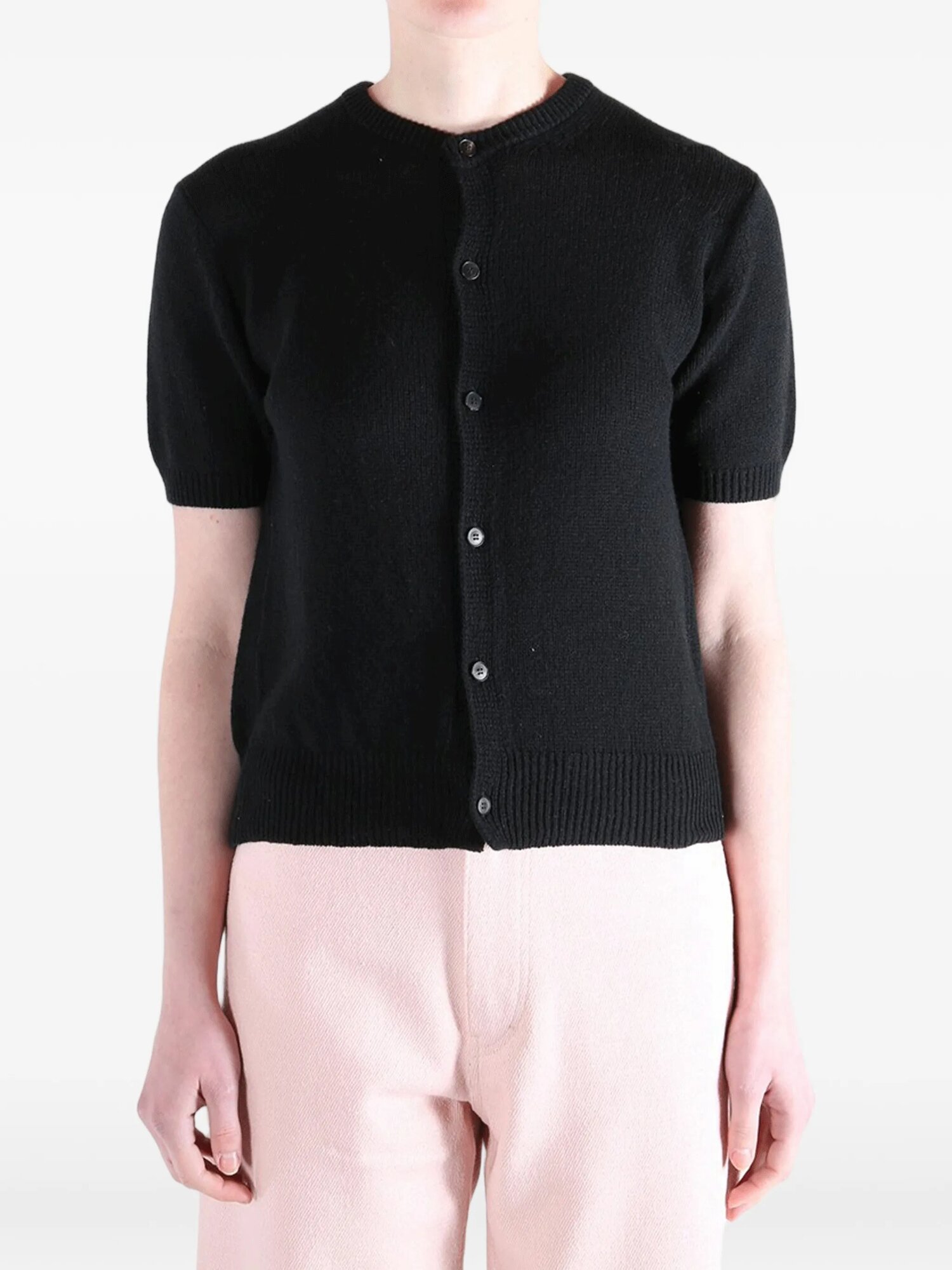 Кардиган AURALEE Short-sleeve buttoned cardigan, размер 40, black/black — фото 1