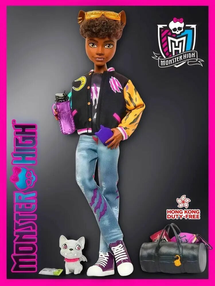 Кукла Монстр Хай Клод Вульф с питомцем бульдог Гаргулья - Monster High Clawd Wolf Werewolf with Pet Gargoyle Bulldog Mattel HNF65