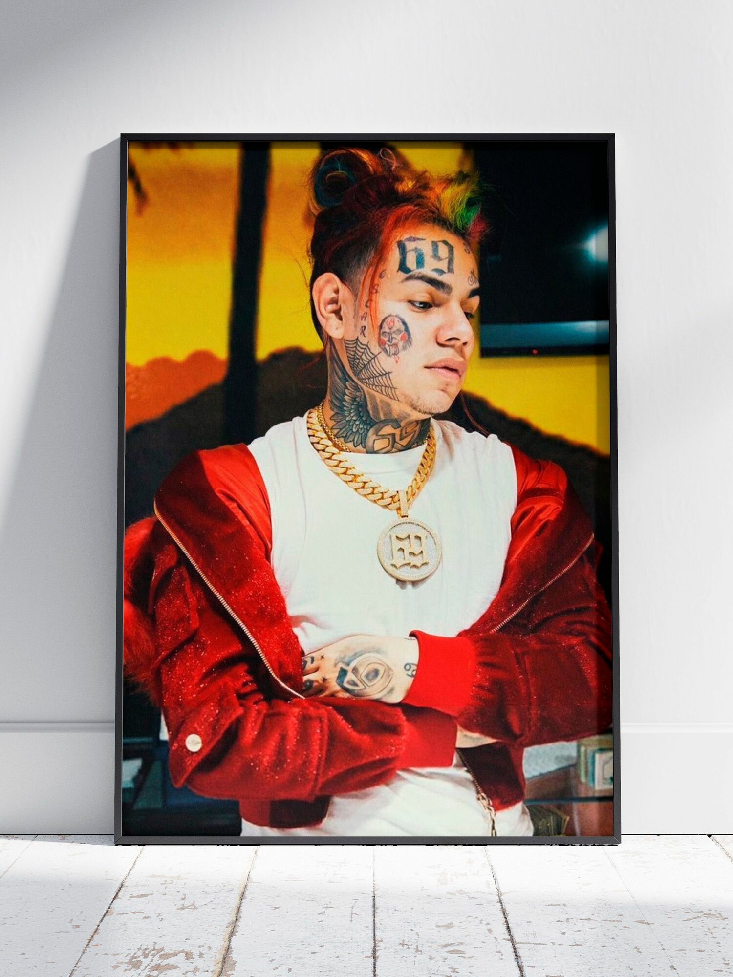 Плакат на стену для интерьера Сикснайн - Tekashi 69 (6ix9ine 7) - Постер по музыке и артисту формата A4 (21x30 см)