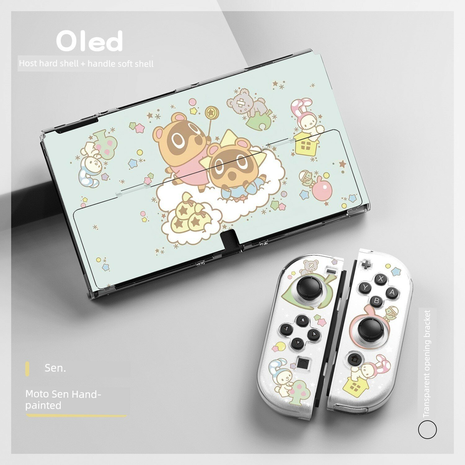 Чехол для Switch OLED с ручной росписью Animal Crossing, прозрачный защитный чехол для Nintendo Switch OLED