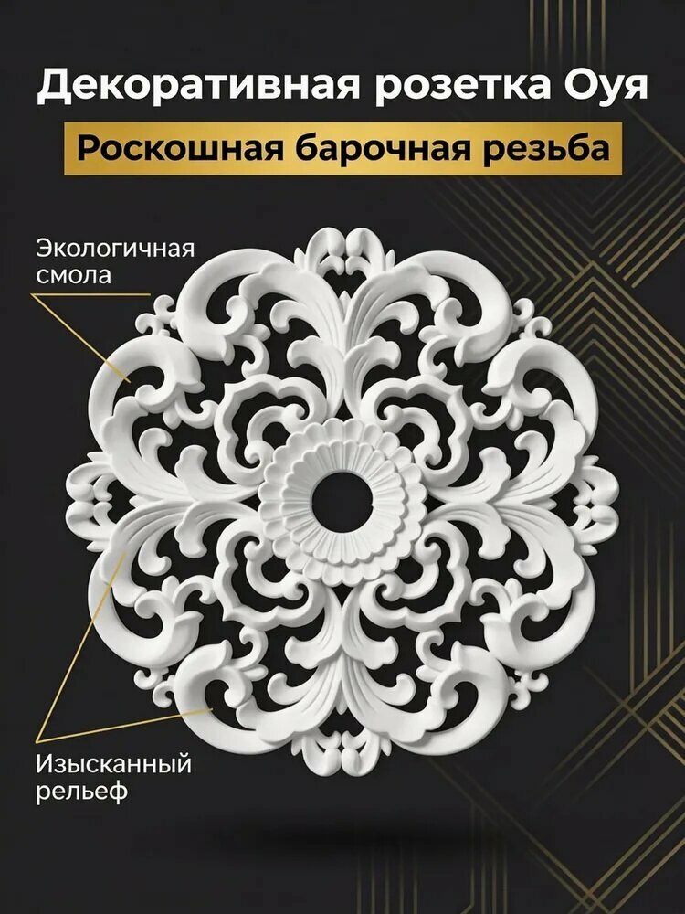 Розетка потолочная инжекционная под люстру/ Подходит для резных декораций на стенах/ мебели