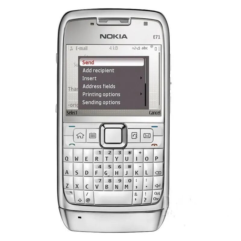 Nokia E71 Белый Металлический Мобильный телефон 3.15 Мпикс 3G 2G Bluetooth Wi-Fi