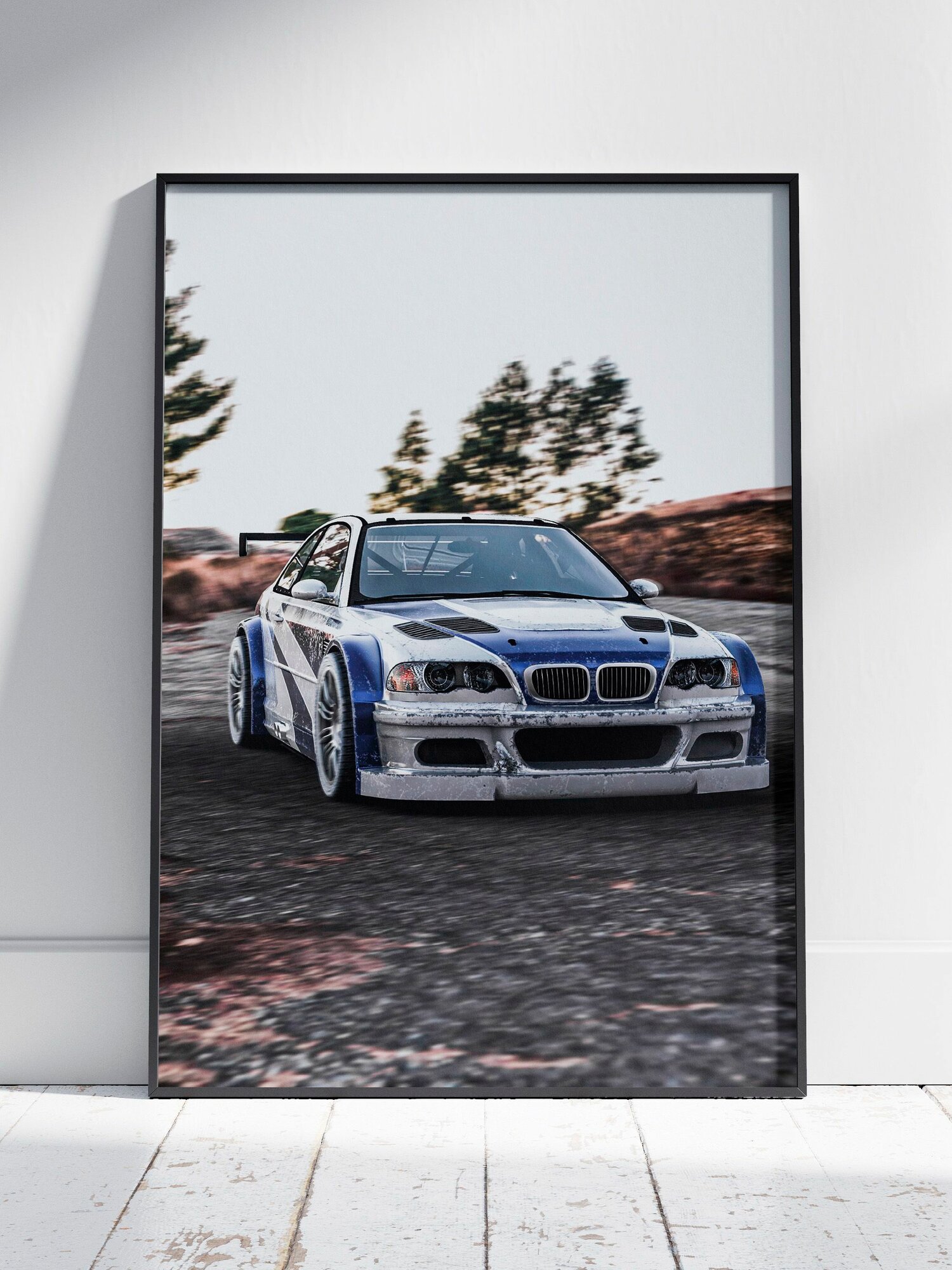 Плакат на стену для интерьера Легенды Авто (БМВ M3 GTR - BMW M3 GTR 3) - Постер по машине формата A4 (21x30 см)