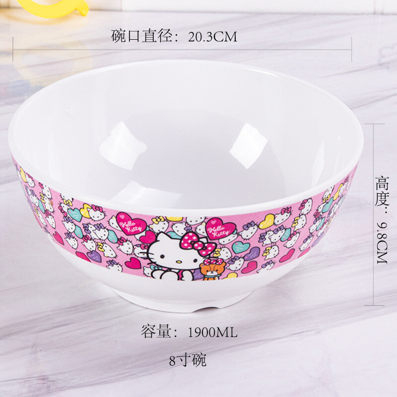 Столовая тарелка для семейного обеда Hello Kitty, милая миска, мультяшный детский набор посуды, миска для риса, тарелка для овощей.