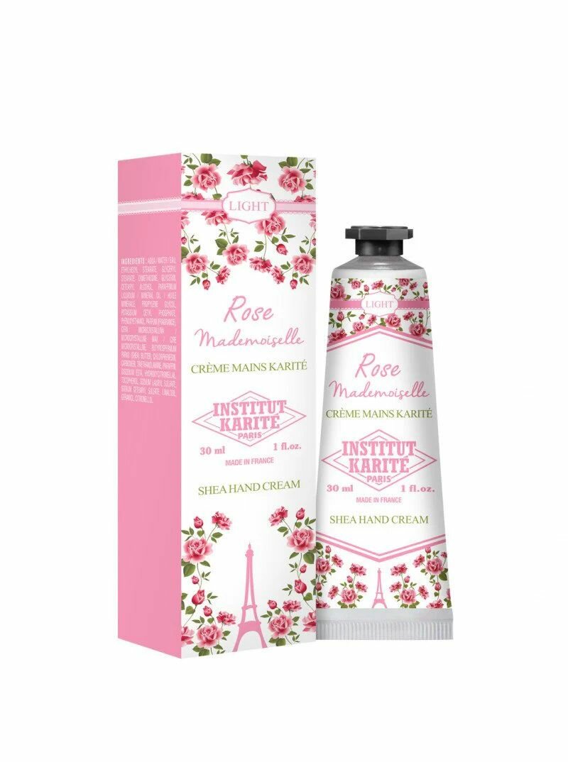 Institut Karite - Rose Mademoiselle Light Shea Hand Cream Крем для рук с маслом ши и нежным ароматом розы 30 мл