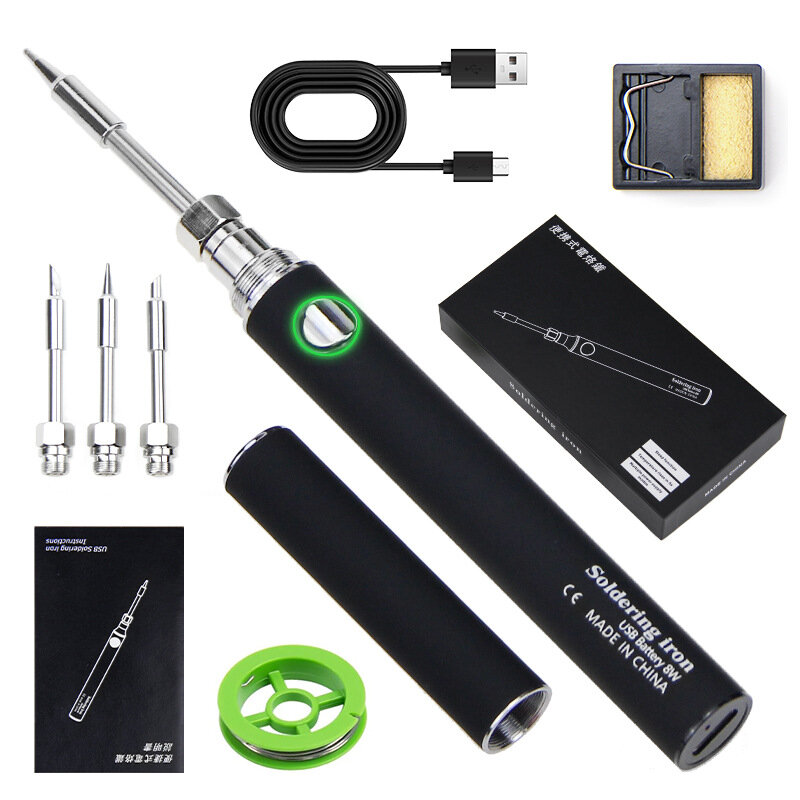 Лід USB паяльник 5V портативний Power Bank зарядний паяльник для ремонту Hot Code артефакт пластикові наклейки (пляшка чорного кольору USB електричний паяльник комплект)