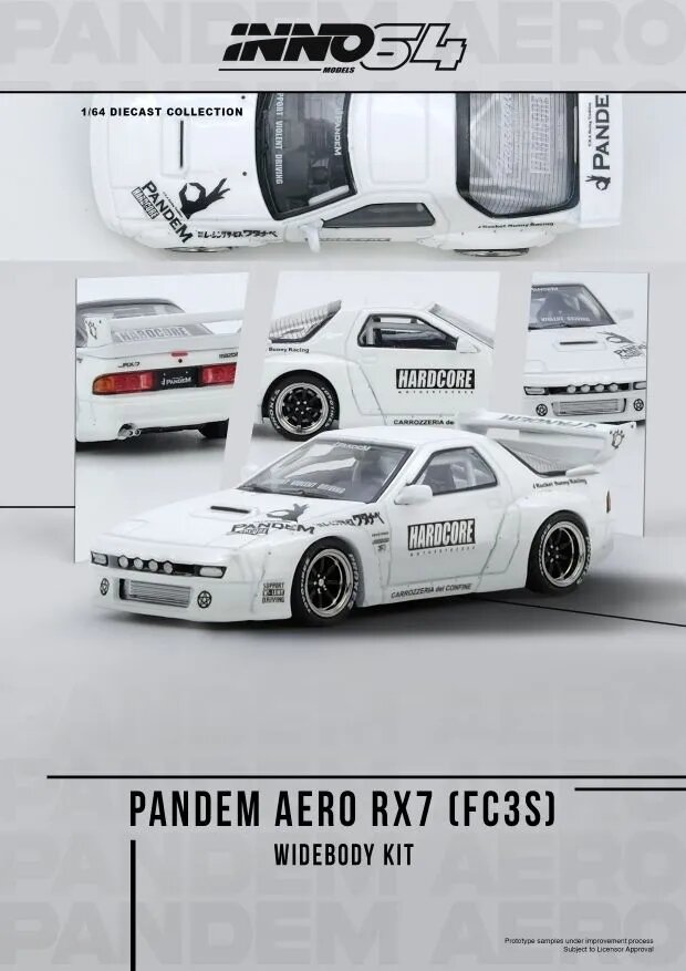 Машинка INNO 1:64 MAZDA RX7 FC3S PANDEM AERO Widebody Kit Die-cast Alloy Model Collection Toy Children Gifts