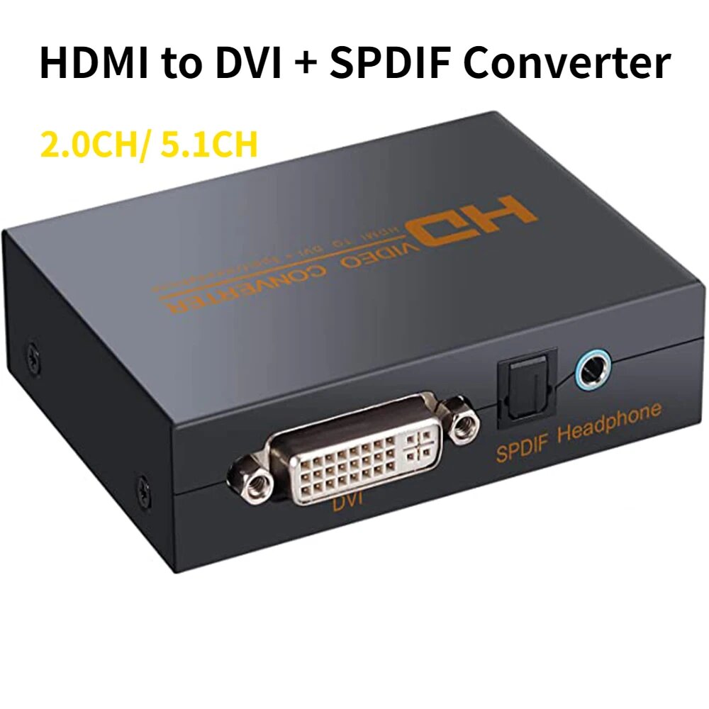 Wiistar HDMI в DVI конвертер с SPDIF и выходом для наушников, US Plug